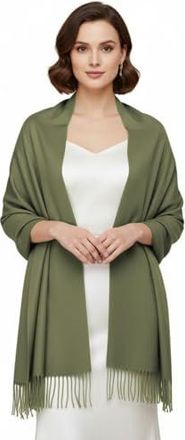 Janisramone Ch&acirc;le pashmina pour femme, &eacute;charpe en cachemire &agrave; ourlet &agrave; franges doux, longue &eacute;tole dhiver l&eacute;g&egrave;re pour mariage et soir&eacute;e, 180 x 70 cm, vert militair