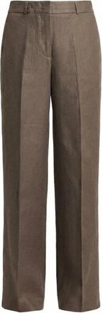 PESERICO Femme, Pantalons, Brun, Taille: 34 FR Pantalon Gabardine en Lin Pur