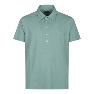 Tom Ford Homme, Tops, Vert, Taille: L Polo Piqué Mélange de Soie