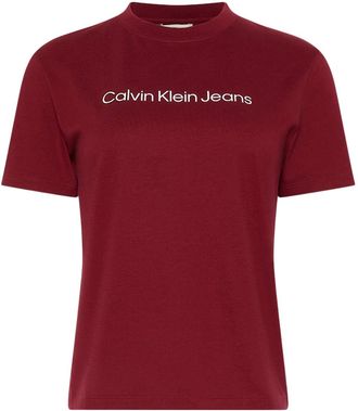 Calvin Klein Damen T-Shirt Kurzarm Logo Classic Regular Fit, Rot (Magenta Jewel), XL