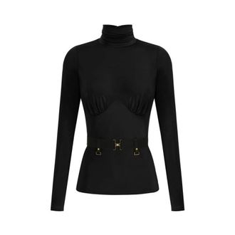 Elisabetta Franchi Damen, Blusen & Hemden, Schwarzk, 2XLGr&ouml;&szlig;e