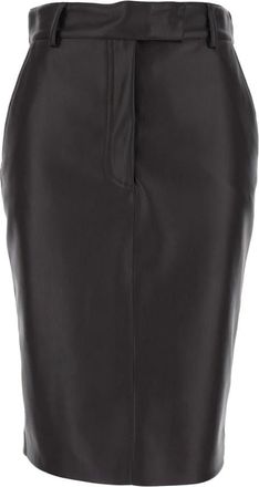 Pla&icirc;n Plain, Femme, Jupes, Brun, Taille: 42 FR Leather Midi Skirt