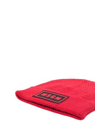 Msgm MS027743T_040 Knitted Wool Blend Winter Hat - Red