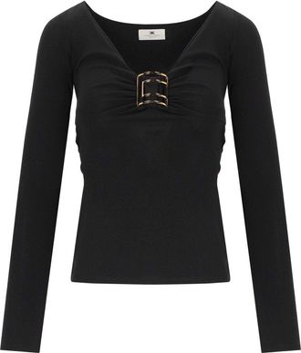 Elisabetta Franchi TOP AVEC LOGO NOIR ELISABETTA FRANCHI