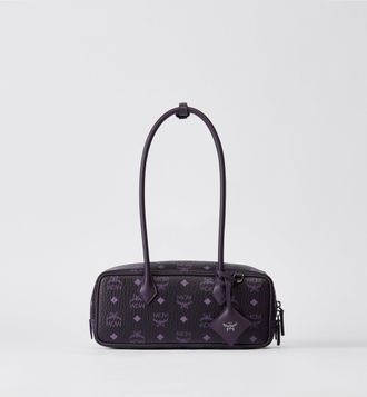 MCM Aren querformatige Schultertasche in Visetos DEEP PURPLE VISETOS