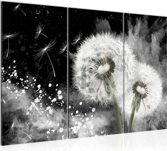 Runa Art Wandbilder Pusteblume Bild XXL Wohnzimmer Schlafzimmer Grau Abstrakt 120 x 80 cm 3 Teilig 015831c
