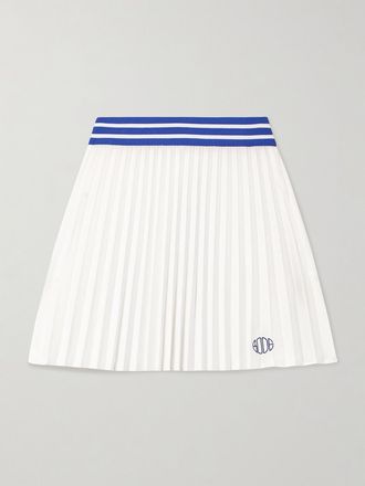 Bode Minirock Aus Plissiertem Jersey Mit Streifen Und Stickerei - Weiß