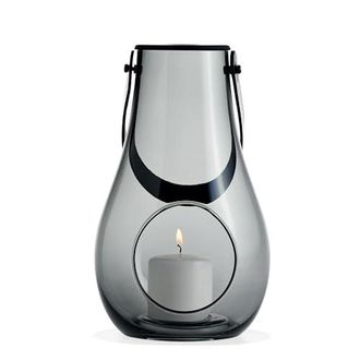 Holmegaard Laterne H25 cm Design with Light aus mundgeblasenem Glas, grau