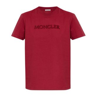 Moncler Femme, Tops, Rouge, Taille: 42 FR Embroidered Logo T-shirt
