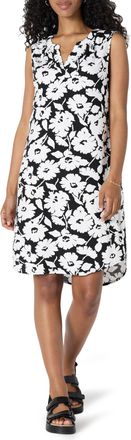 Amazon Essentials Damen Ärmelloses gewebtes Etuikleid, Schwarz Weiß Abstraktes Blumenmuster, XXL