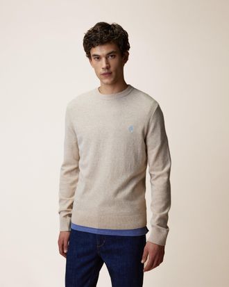 Faguo Pull col rond en laine beige