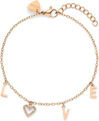 s.Oliver Bracelet - Elegantes Armband aus poliertem Edelstahl - ros&eacute;gold - Rolokette verstellbar bis 21 cm - wasserfest & hautfreundlich