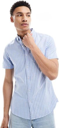 Superdry Chemise Oxford à manches courtes - Bleu broker rayé