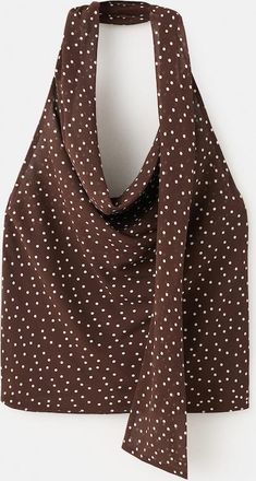 Mango Top foulard col drap&eacute; marron - Femme - XXS - MANGO