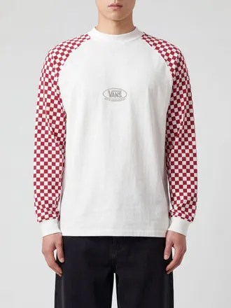 Vans T-shirt &agrave; manches longues en coton avec imprim&eacute; &agrave; damier et logo sur la poitrine