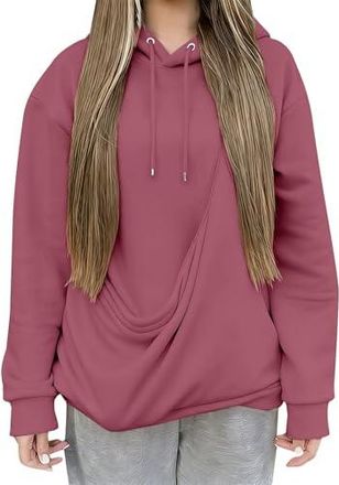 Generic Sweat-shirt à capuche avec poche kangourou pour femme - Sweat-shirt surdimensionné pour femme avec poches - Vêtements de sport dautomne - Sweatshirts 