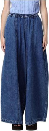 Meimeij Pantalon Palazzo Large - Femme - Jeans - Bleu - Taille: 38 FR