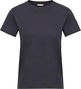 Moncler Moncler T-shirt En Coton De Jersey &Agrave; Empi&egrave;cement Logo, Femme, Bleu, Taille: Xl