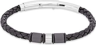 Save Brave Ethan Bracelet pour homme en cuir tress&eacute; avec fermoir magn&eacute;tique en acier inoxydable Marron Longueur 19,5 cm Extensible sur 1,5 cm Avec emballage bijo