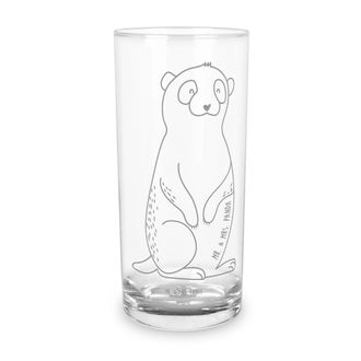 Mr. & Mrs. Panda Wasserglas Erdmännchen 400 ml - Geschenk, Wasserglas mit Gravur, Trinkglas mit Gravur, Traveling, Trinkglas, Spruch, Wildtiere, Glas