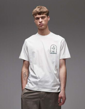 Lacoste T-shirt &agrave; petit logo graphique - Blanc