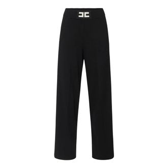 Elisabetta Franchi Femme, Pantalons, Noir, Taille: 38 FR Pantalon en Viscose avec Bandes Brillantes