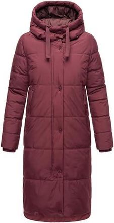 Marikoo Soranaa Manteau dhiver long chaud matelass&eacute; pour femme avec capuche Tailles XS &agrave; XXL, vin, XL