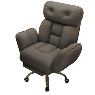 Generic B&uuml;rostuhl hoher R&uuml;ckenlehne,ergonomischer Chefsessel Zuhause Rollen,verstellbaren,hochklappbaren Armlehnen,bequemer Gaming-Sessel(hellgrau,Fu&szlig;st&uuml;tze)