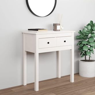 tidyard Konsolentisch mit Schublade Konsole Beistelltisch Flurtisch Sideboard Ablagetisch Wandtisch Frisiertisch Holztisch Massivholz Kiefer Weiß 70x35x75 cm