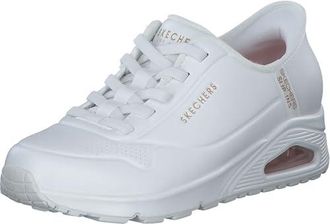 Skechers Chaussures à enfiler mains libres pour femme : Uno - Baskets Easy-Air, blanc, 36 EU