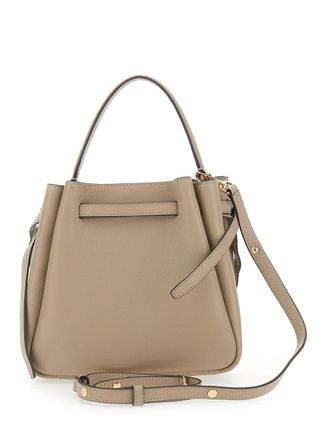 Tory Burch Womens Handbag Romy Bucket White Cowhide Leather Handbags Hand Bags
