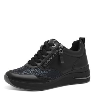 Tamaris Comfort Damen Sneaker flach mit Schnürsenkeln mit Reißverschluss, Schwarz (Black Nappa), 42 EU