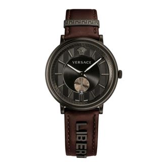 Versace Lederarmbanduhr - - Accessories - Herren - Braun - ONE SIZE