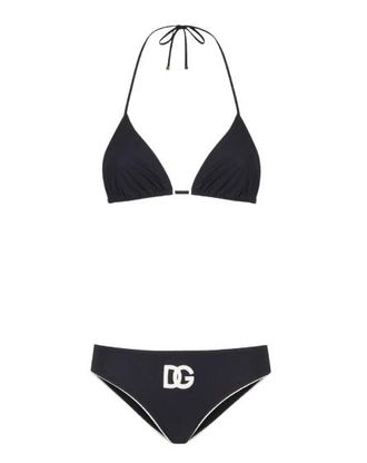 Dolce & Gabbana Black DG-Appliqué Triangle Bikini Size M