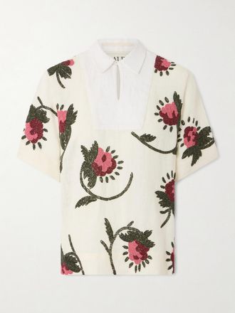 S.S. Daley Iona Hemd Aus Leinen Mit Zierperlen - Creme