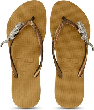 UZURII Slipper & Pantoletten - Zehentrenner Silver Crocodile Switch - Gr. 35,5 (EU) - in Gelb - f&uuml;r Damen