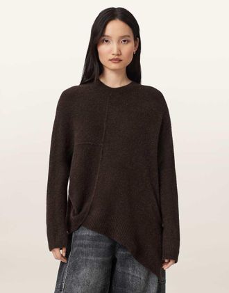 AllSaints Lock - Shirt in Ochsenblutrot mit Rundhalsausschnitt