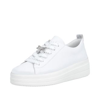 Remonte Plateausneaker REMONTE, Damen, Gr. 39, wei&szlig;, Leder, unifarben, Schuhe Plateausneaker, Freizeitschuh, Halbschuh, Schn&uuml;rschuh mit Lite &acute;n Soft-Ausstattu