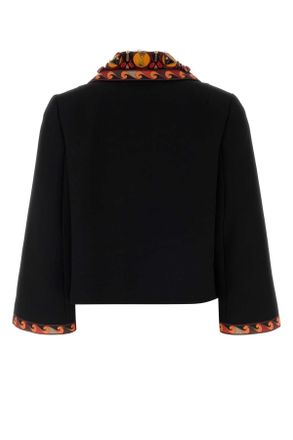 Emilio Pucci Womens Black Gabardine Blazer Nero Giacche E Gilet Jacket