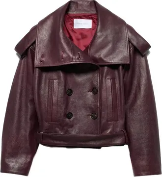 7 For All Mankind Double-breasted Leather Jacket