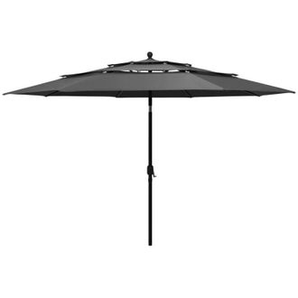 vidaXL Parasol &agrave; 3 niveaux avec m&acirc;t en aluminium Anthracite 3,5 m