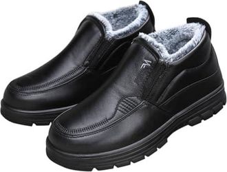 Generic Chaussures dhiver pour Homme Cuir Plates sans Lacets Confortables Chaussures De Marche Mocassins Doublure Peluche Chaude Semelle Antidérapante Chaussu