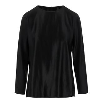 Giorgio Armani Seidiger Glanzeffekt Crew Neck Pullover - - Tops - Damen - Schwarzk - M