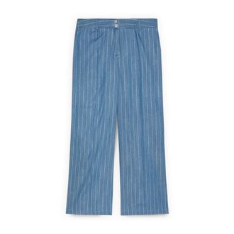 Fiorella Rubino Weite Hose aus Tencel mit Lurex-Nadelstreifen - - Trousers - Damen - Blau - XL