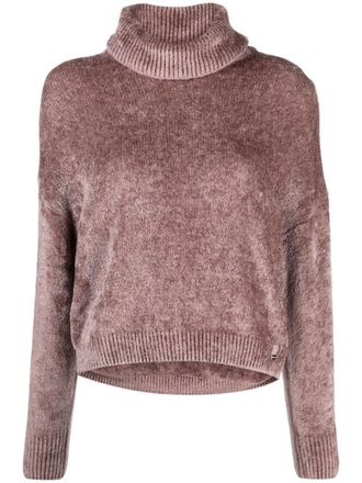 Herno pull en maille chenille à col roulé - Rose