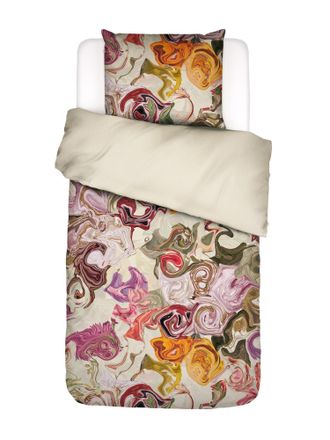 Essenza Bettw&auml;sche Isaline Vanille, 135x200 + 1x 80x80 cm - 100% Bio-Baumwollsatin 220TC - Blumen