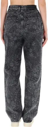 Golden Goose Floral Pattern Cotton Jeans - Black