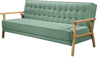 M&oslash;rteens home24 Schlafsofa MID CENTURY Gr&uuml;n/Mint Flachgewebe Sura 204 x 85 x 86cm mit Schlaffunktion Skandi