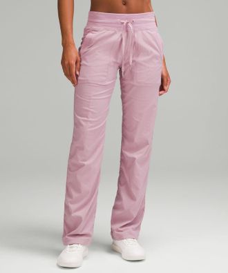 lululemon Dance Studio Hose mit mittelhohem Bund Volle L&auml;nge f&uuml;r Frauen - Gr&ouml;&szlig;e 12 in Rose Blush