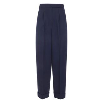 Max Mara High-waisted Wool Hosen - - Trousers - Damen - Blau - S